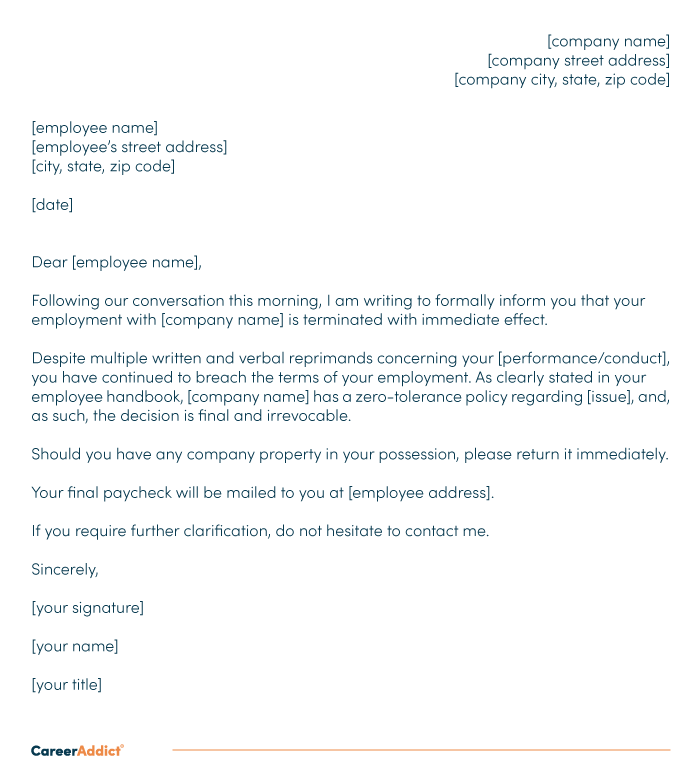 Human Resources Help How To Write A Termination Letter